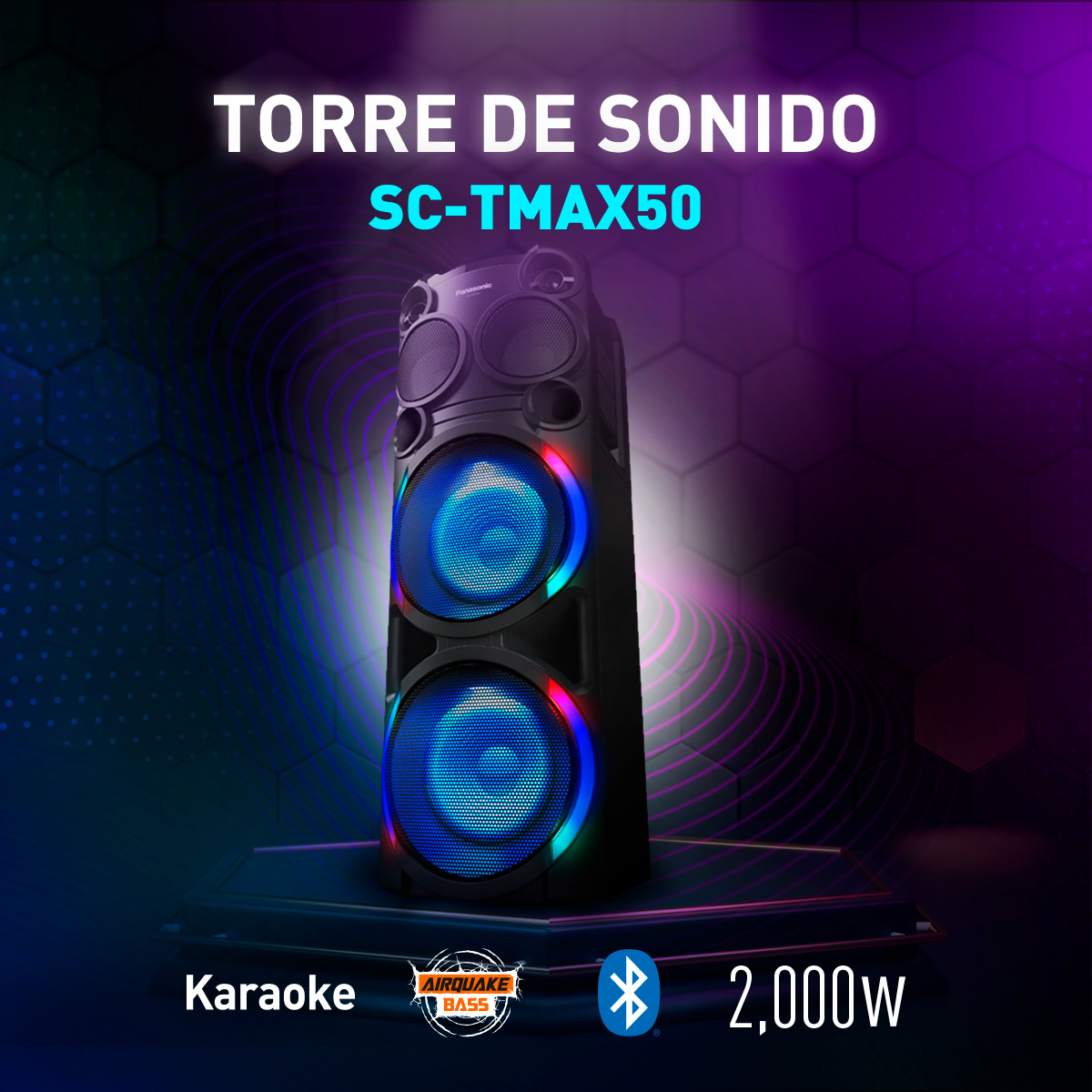 Torre de Sonido con 2,000W RMS SC-TMAX50PUK - Panasonic Panamá