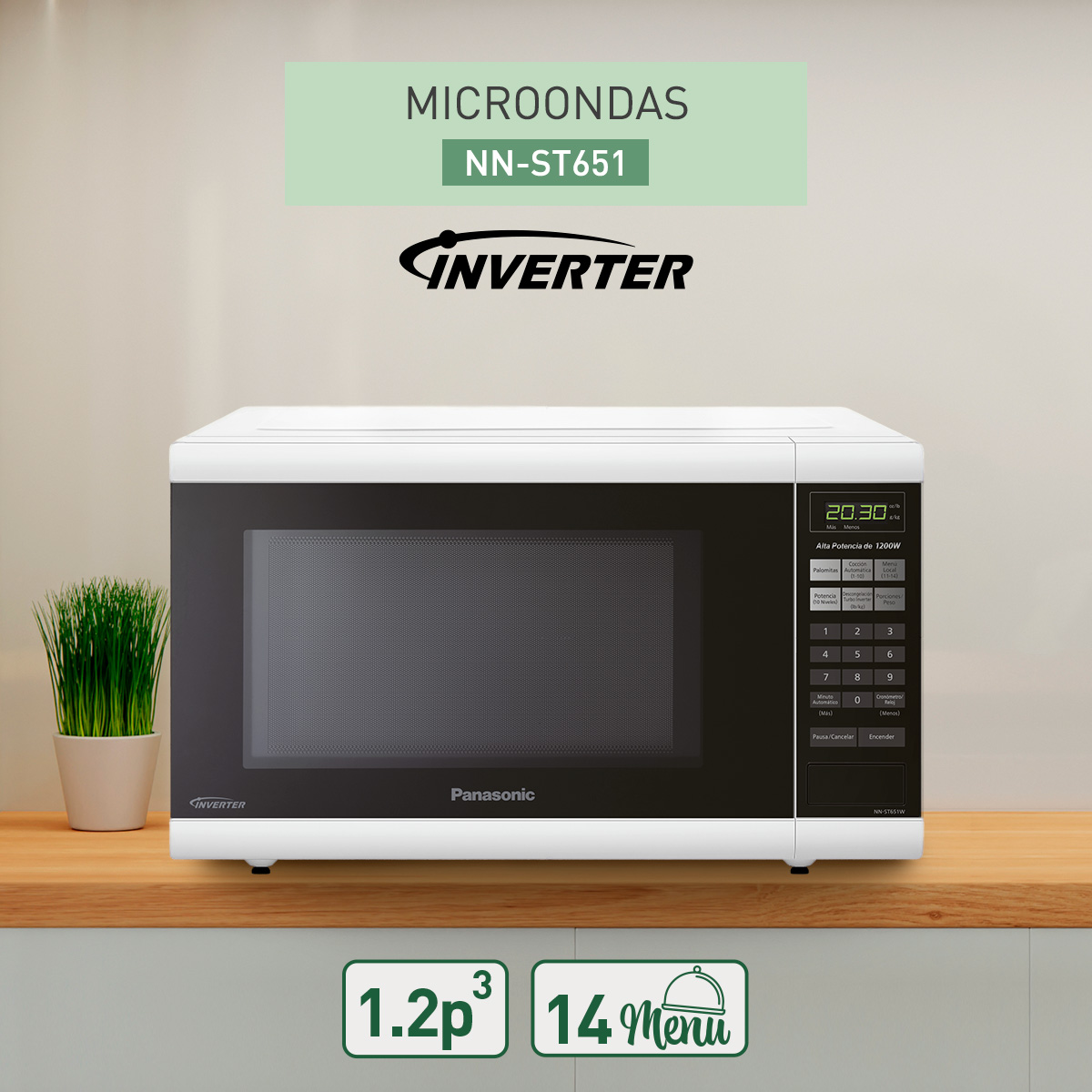 Microondas Inverter con 14 Menús Automáticos NN-ST651WRBH - Panasonic ...