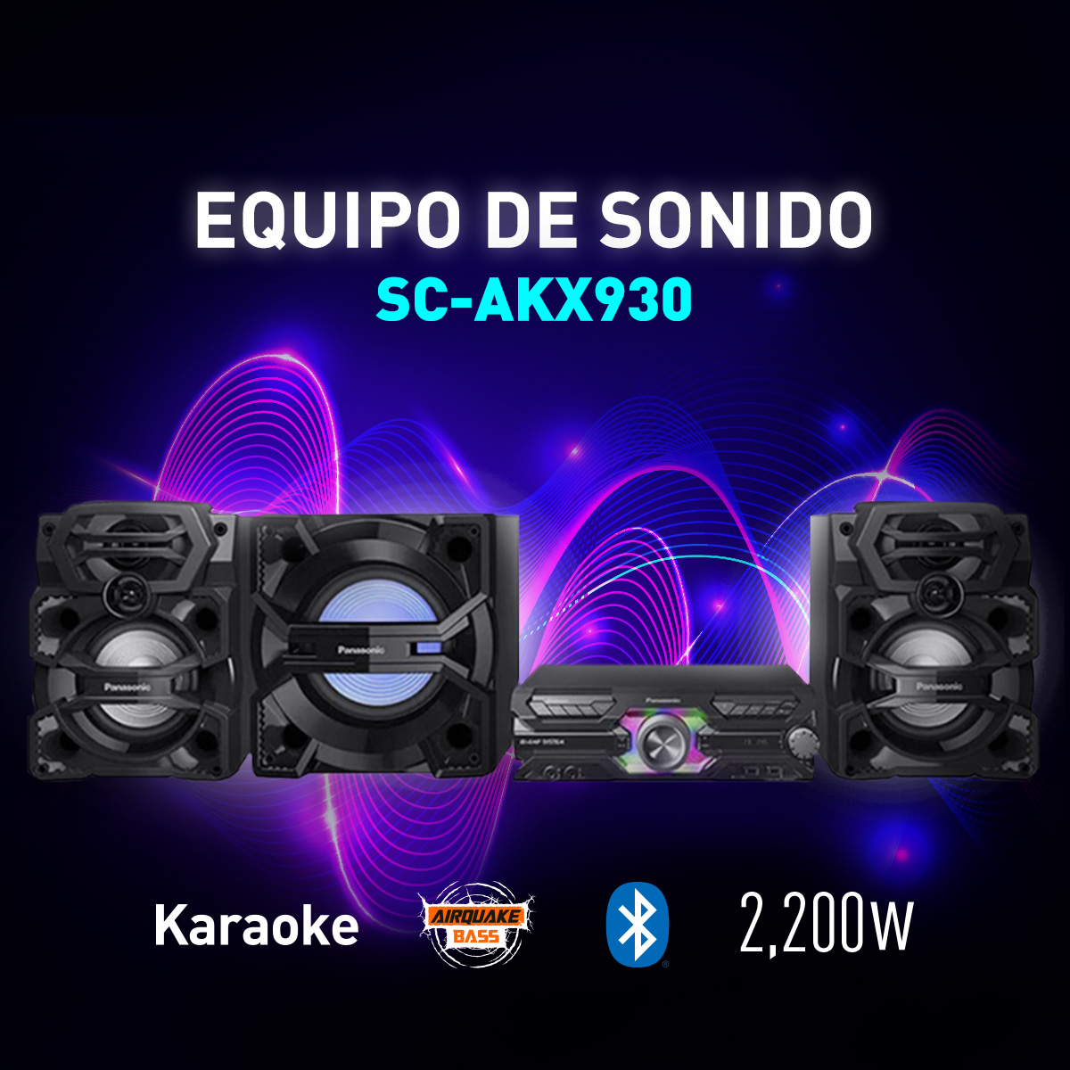 Equipo de Sonido con 2,200W RMS SC-AKX930PUK - Panasonic Panamá